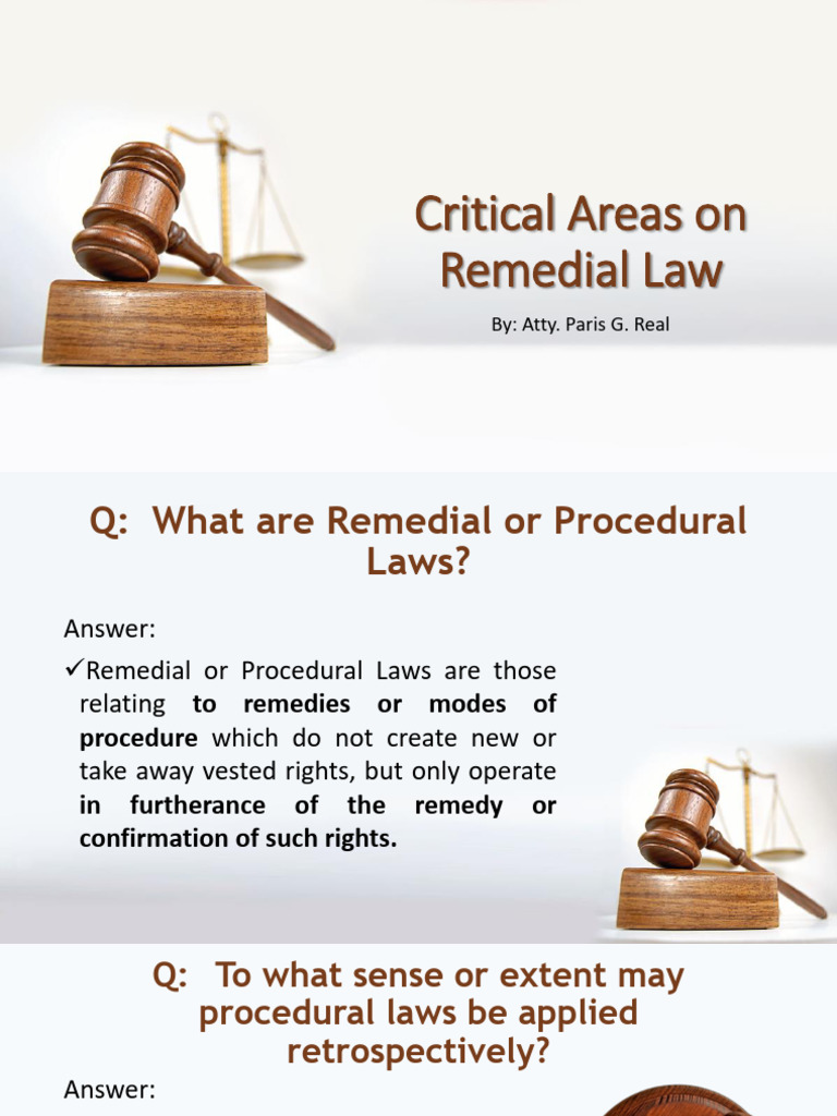Atty. Real - Critical Areas On Remedial Law | PDF