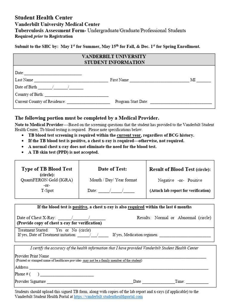 Tuberculosis (TB) Testing Form-2023 | PDF