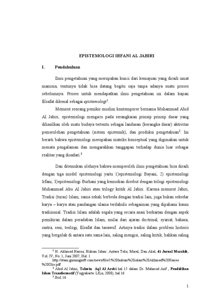Epistemologi Irfani Al Jabiri | PDF