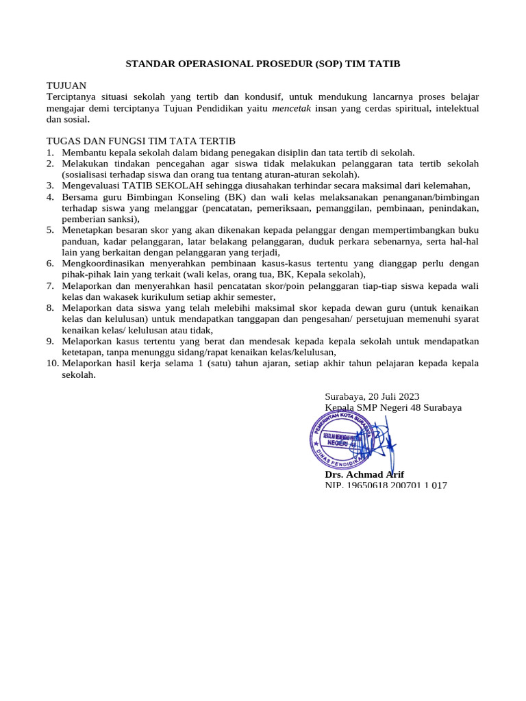 Sop Tim Tatib | PDF