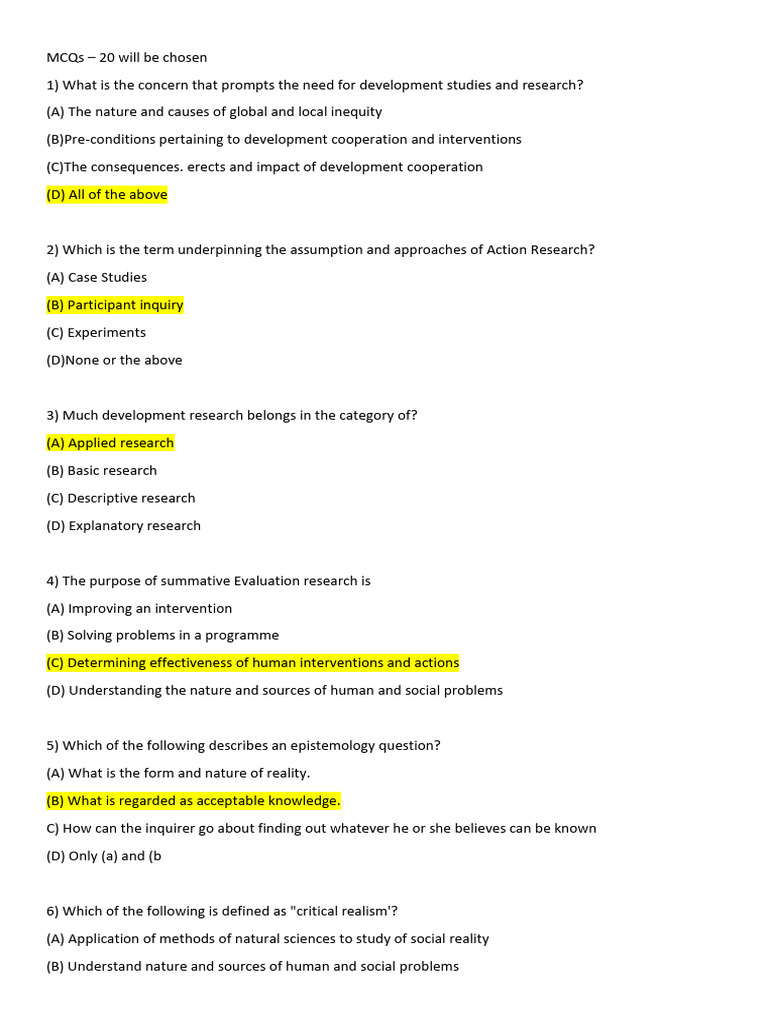 Research Methdology Question Bank | PDF | Methodology | Survey Methodology