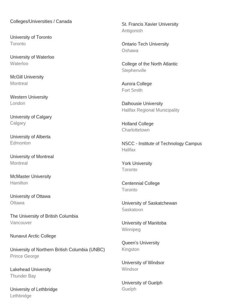 Colleges of Canada | PDF