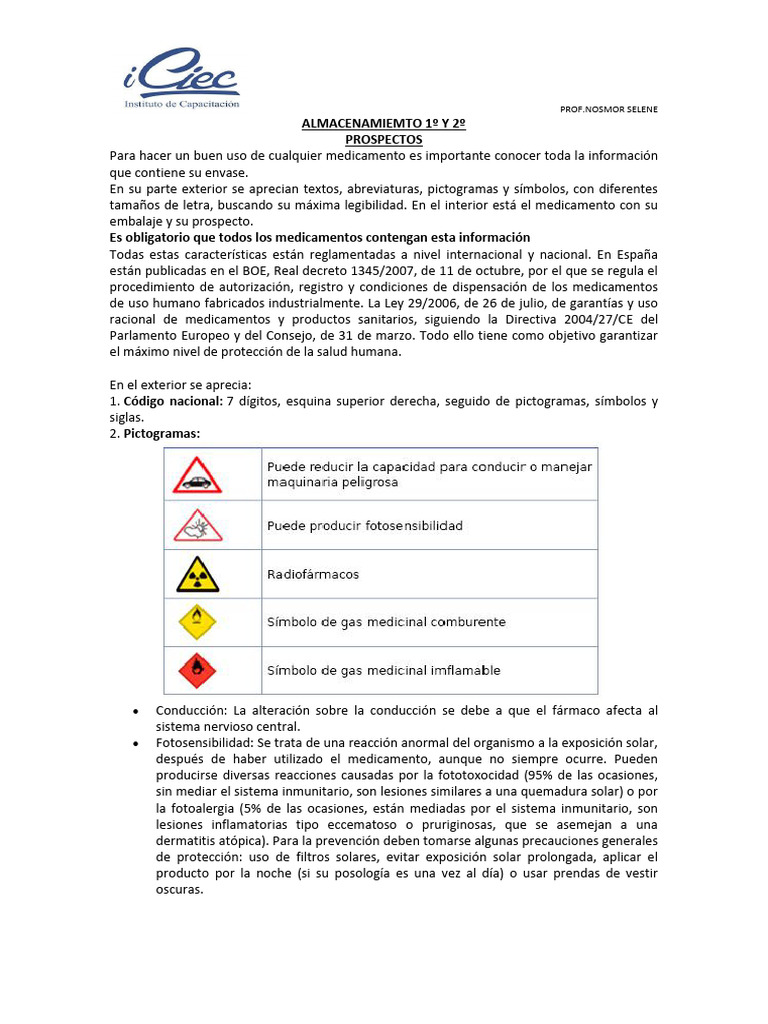 Almac 1º y 2º - Prospectos | PDF | Medicamentos con receta | Droga generica
