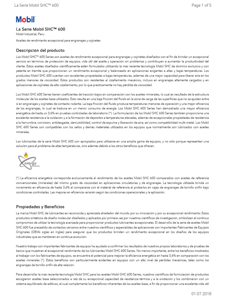 11.1 Mobil SHC 600 Series | PDF