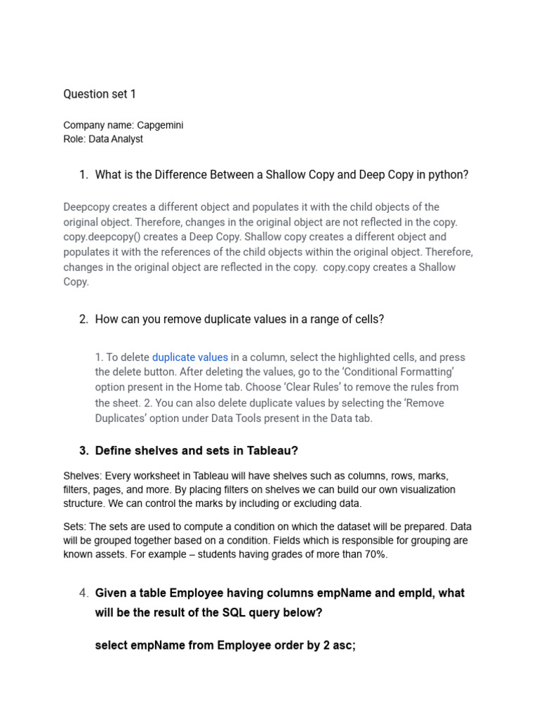Capgemini Data Analyst | PDF