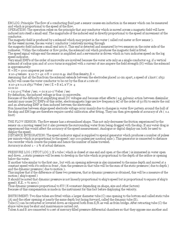 Speed Logs | PDF | Electromagnetic Induction | Flow Measurement