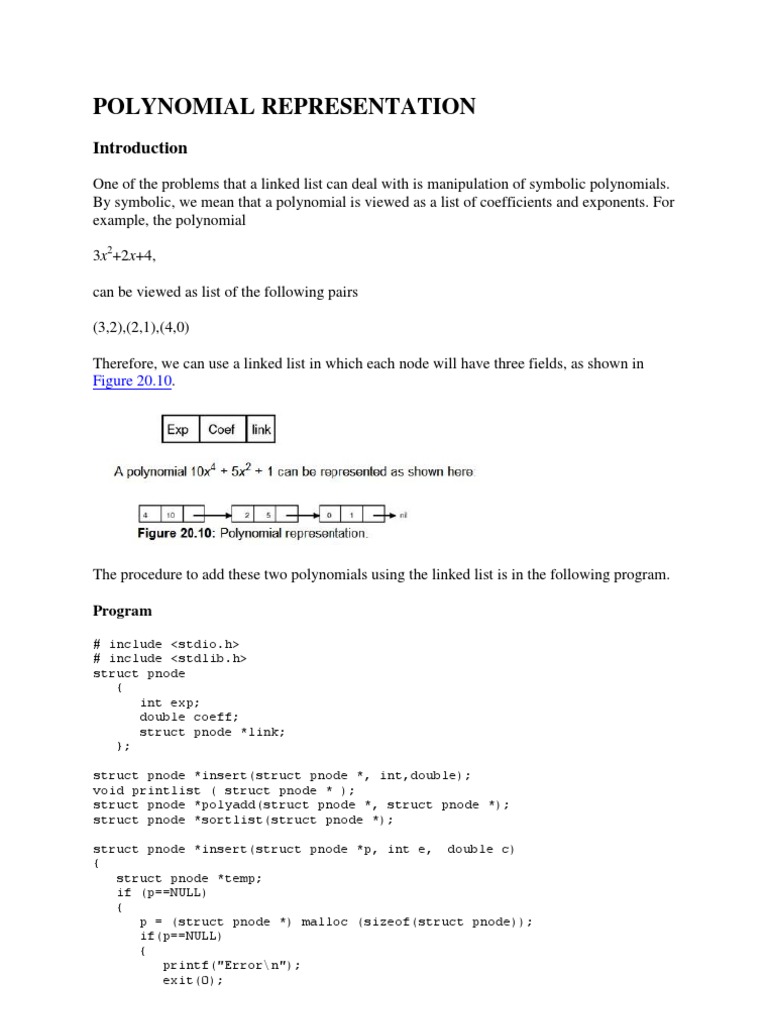 Polynomial Representation and Addition | PDF | Applied Mathematics ...