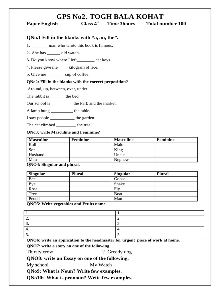 English 5th Class | PDF