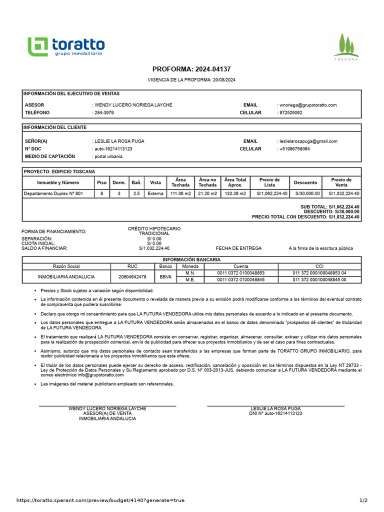 Sperant - Toratto Grupo Inmobiliario - 2024-04137 | PDF