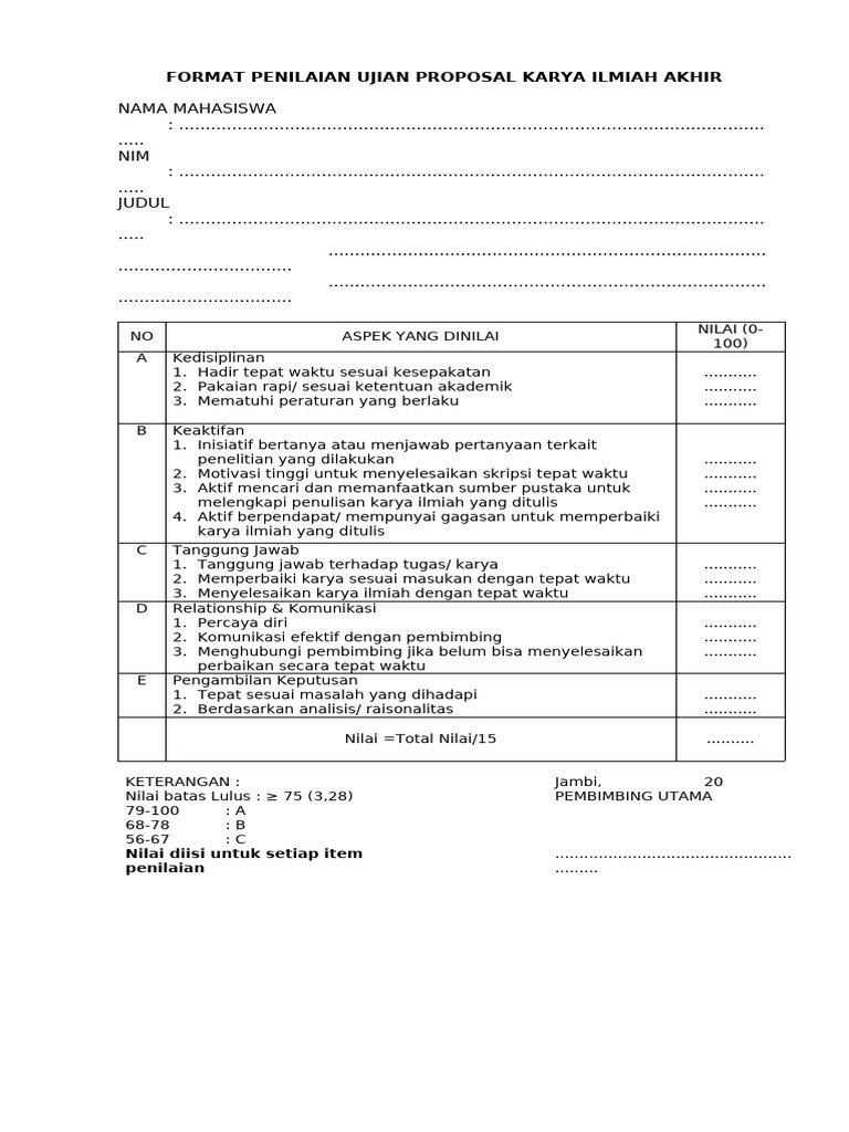 FORM NILAI PROPOSAL (1) | PDF