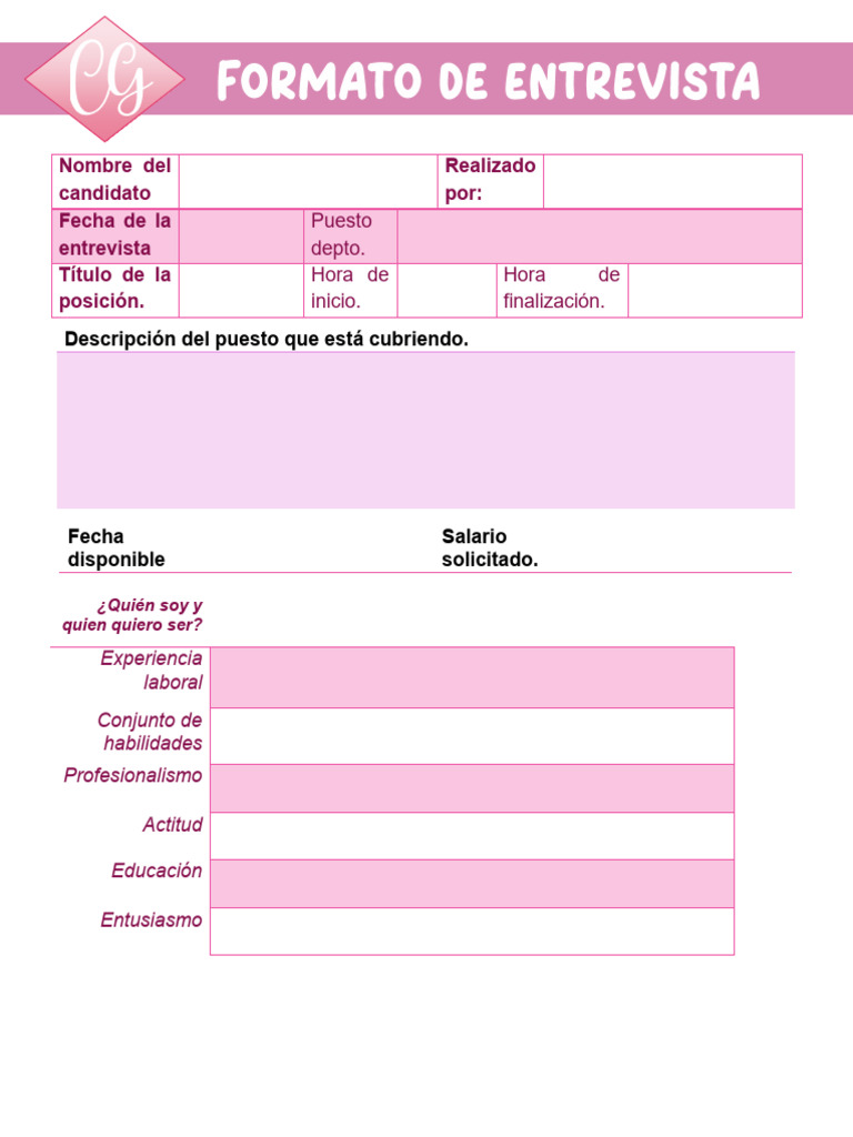 Formato de entrevista laboral | PDF