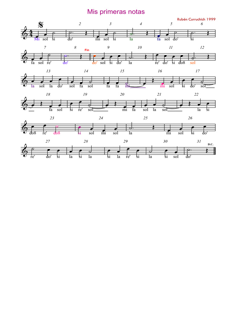 Mis Primeras Notas 3era Unidad 2024 | PDF | Composiciones Musicales ...