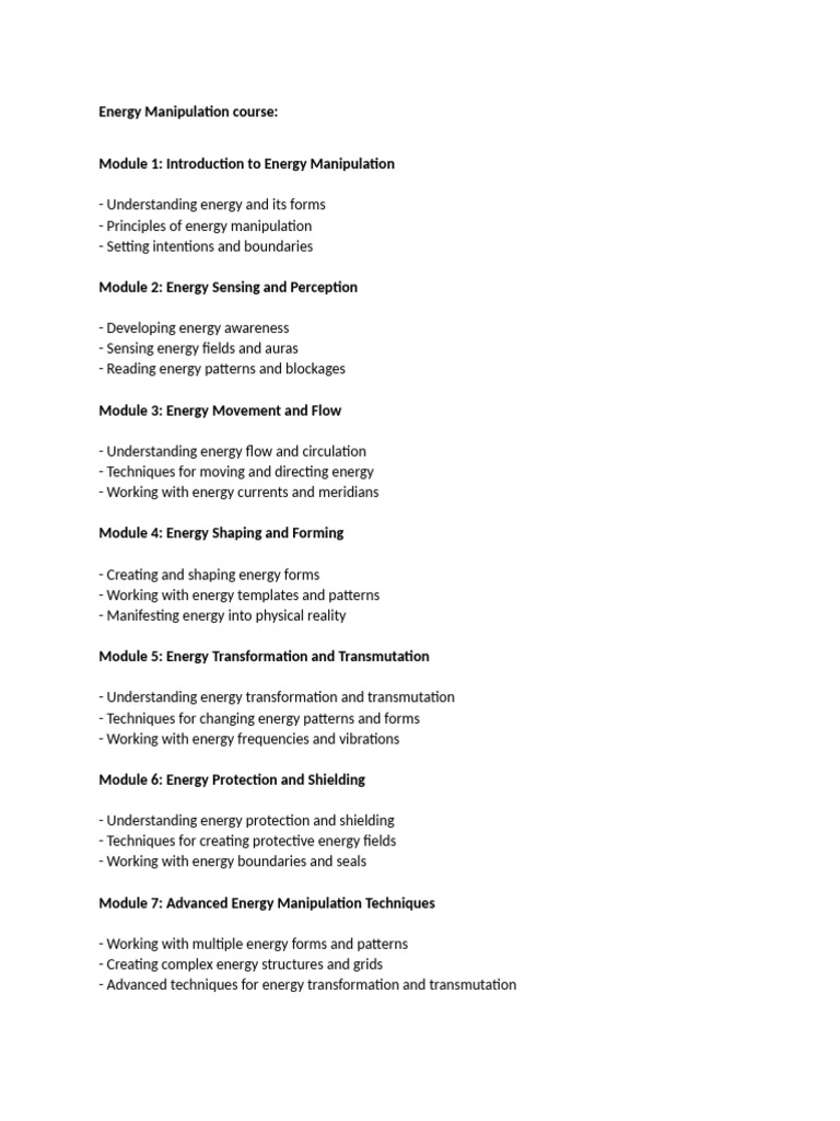 Energy Manipulation course | PDF