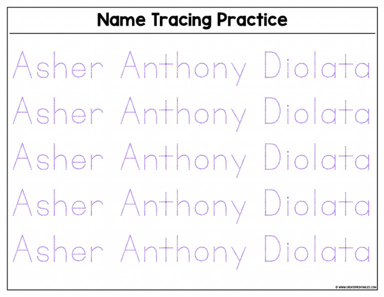 CreatePrintables.com Name Tracing Practice 0208 EE7C 3C3B | PDF