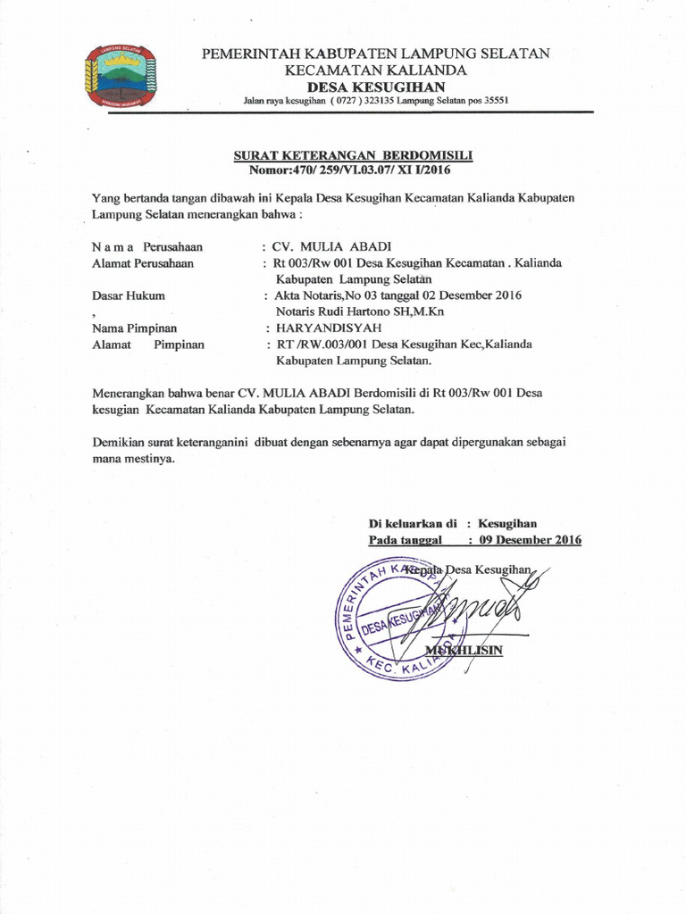 Surat Domisili | PDF