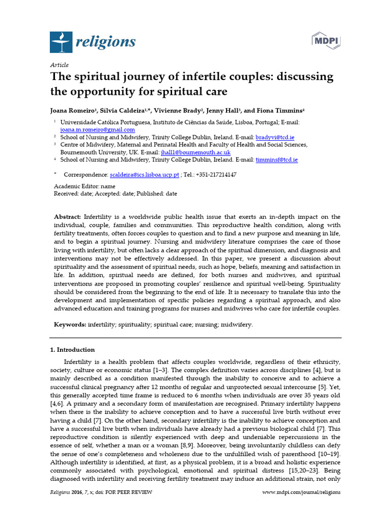 The Spiritual Journey of Infertile Couples | PDF