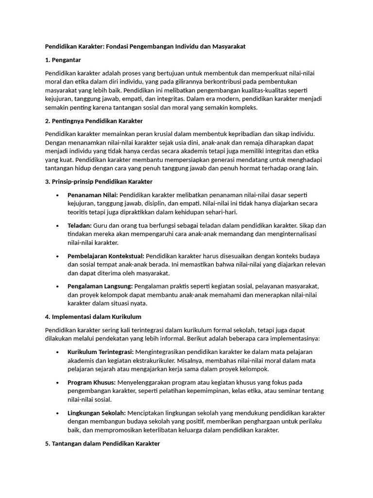 Pendidikan Karakter | PDF