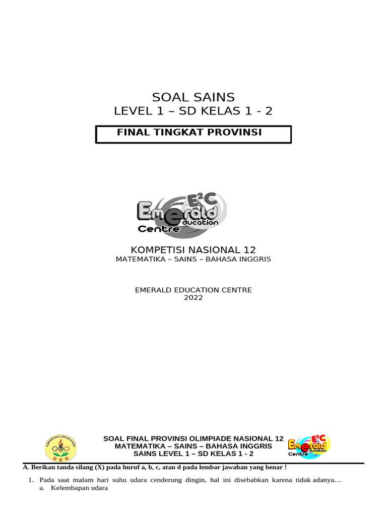 SOAL SAINS 1 Jatim | PDF