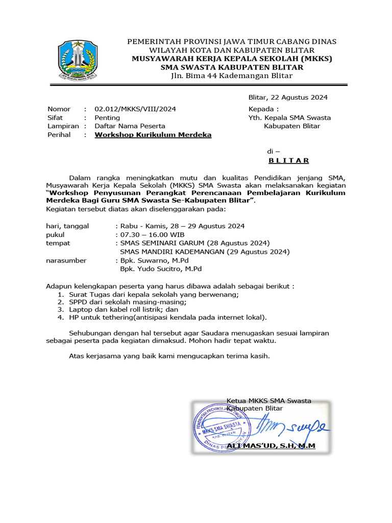 Undangan WORKSHOP Lengkap | PDF