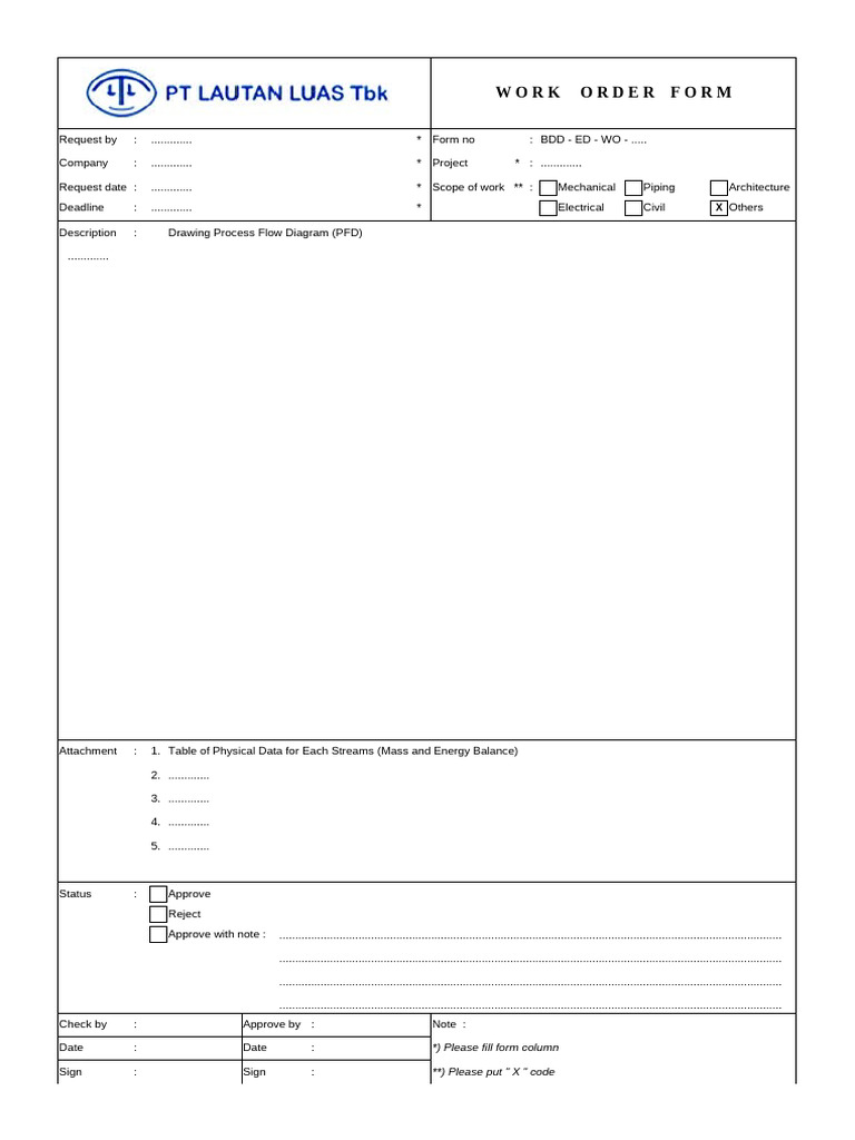 Work Order Form BDD | PDF