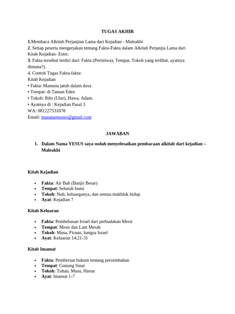 Tugas Akhir Perjanjian Lama Pdm. Jeki Sunarnowan | PDF
