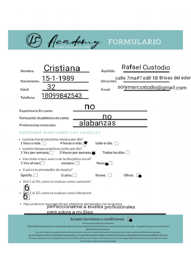 Formulario LS Academy | PDF
