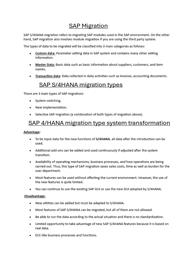 SAP Migration: Custom Data | PDF
