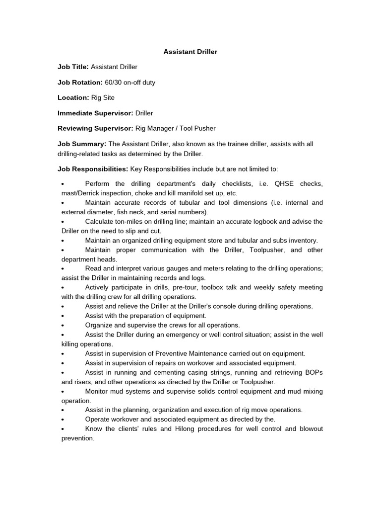 4.assistant Driller | PDF