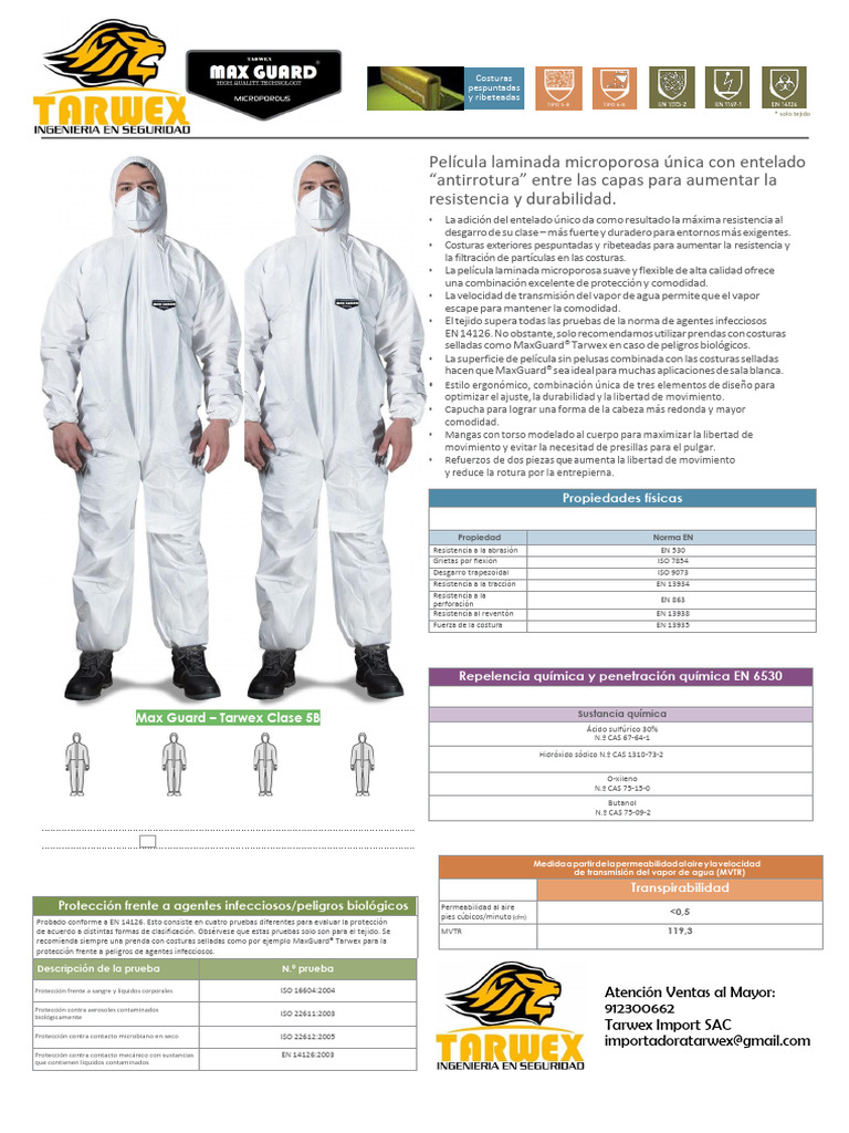 Overoles 5B - Max Guard Ficha Tecnica | PDF