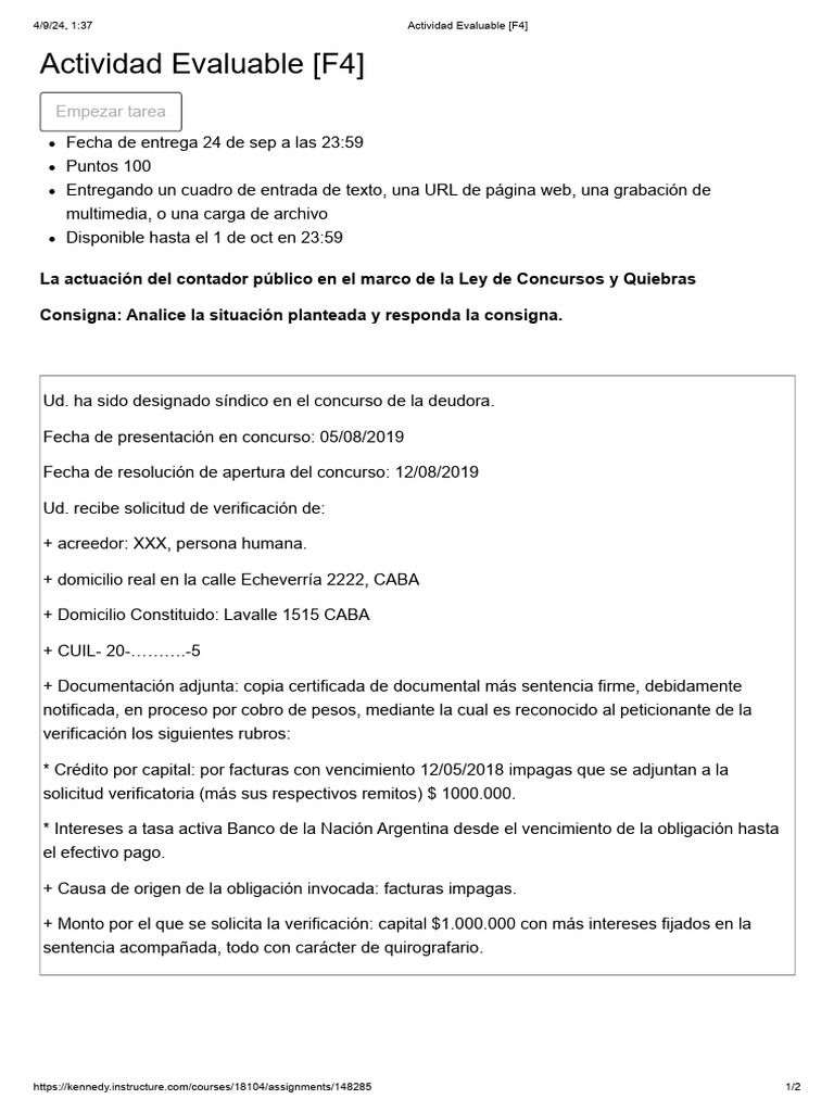 Actividad Evaluable (F4) Adm Prof Juridico Contable | PDF