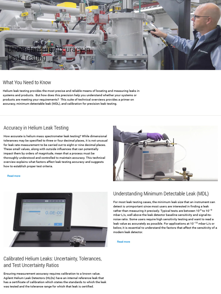 Accuracy in Helium Leak Testing - Agilent | PDF | Calibration ...