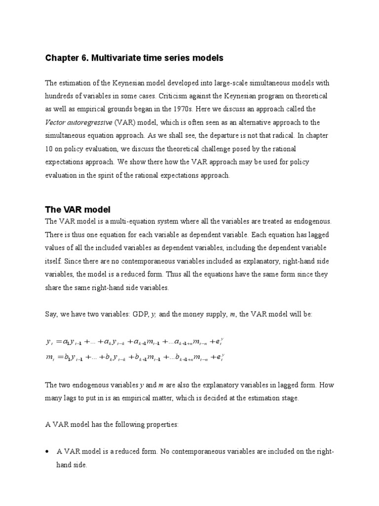 Ch6 Multivariate Time Series Models | PDF | Vector Autoregression ... Ch6 Multivariate Time Series Models | PDF | Vector Autoregression ...