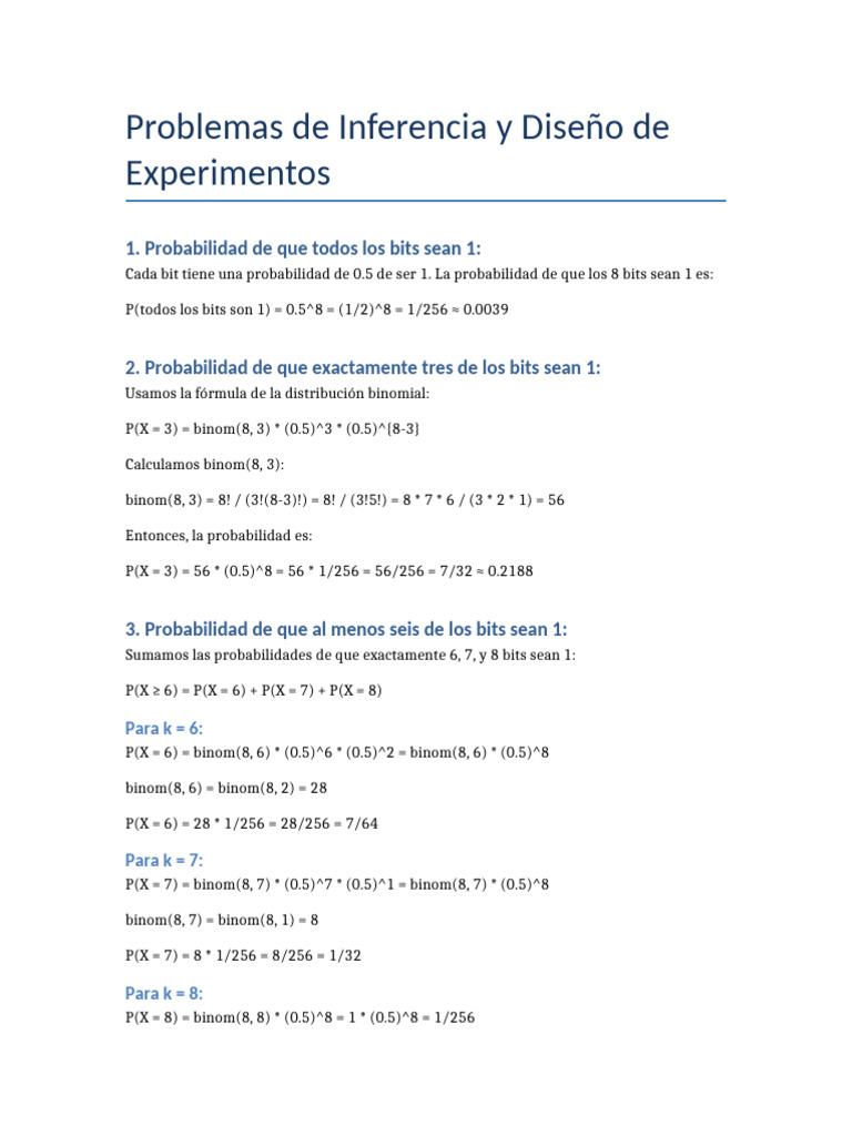 Probabilidades Inferencia Dise%C3%B1o Experimentos | PDF