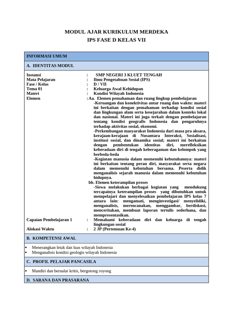 Modul Ajar Observasi Kelas | PDF