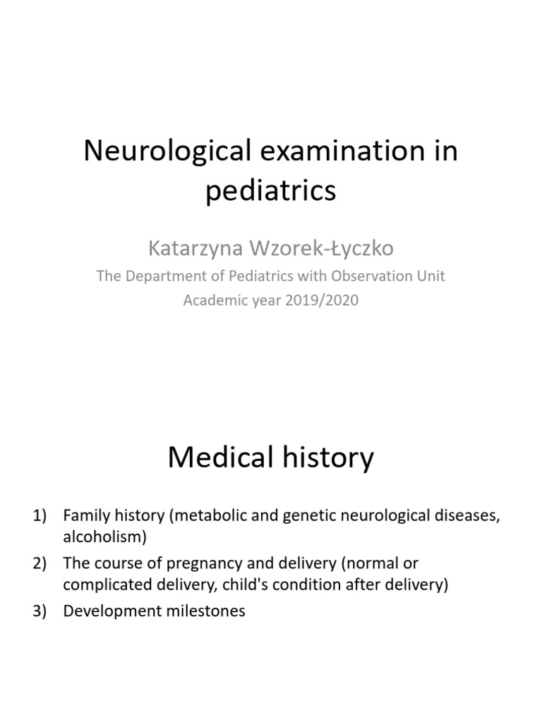 Pediatric Neurological Examination Guide | PDF | Neurology | Human Anatomy