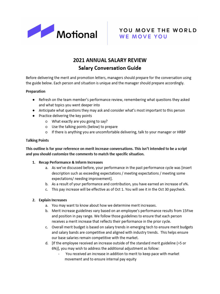 2021 Salary Review - Conversation Guide | PDF