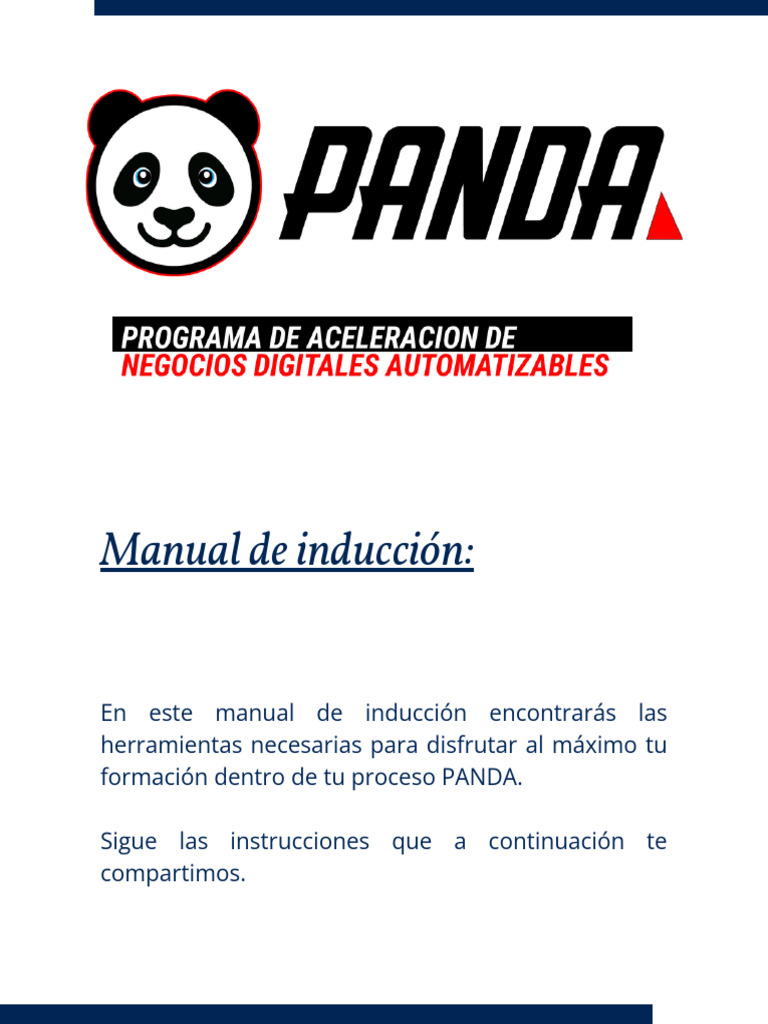 PANDA Manual de Inducción | PDF | Comunicación por medio de ordenadores | Crecimiento personal y ...