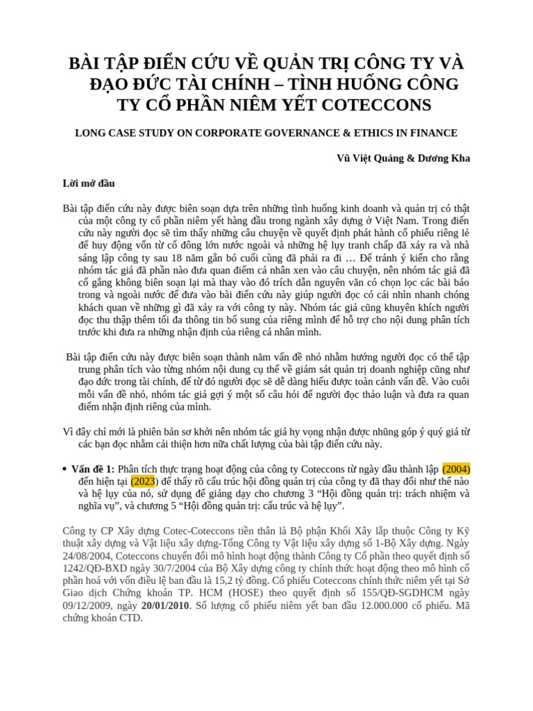 Case Study Coteccons - Preliminary Draft-22082024 | PDF