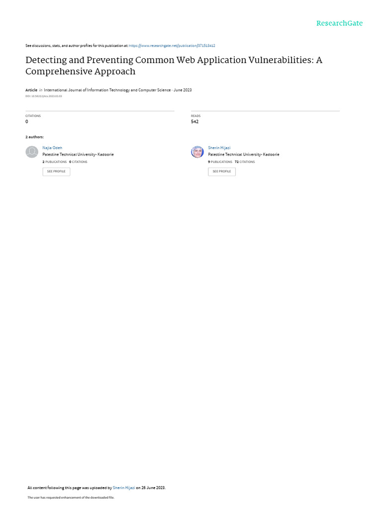 Detecting and Preventing Common Web Application Vu | PDF