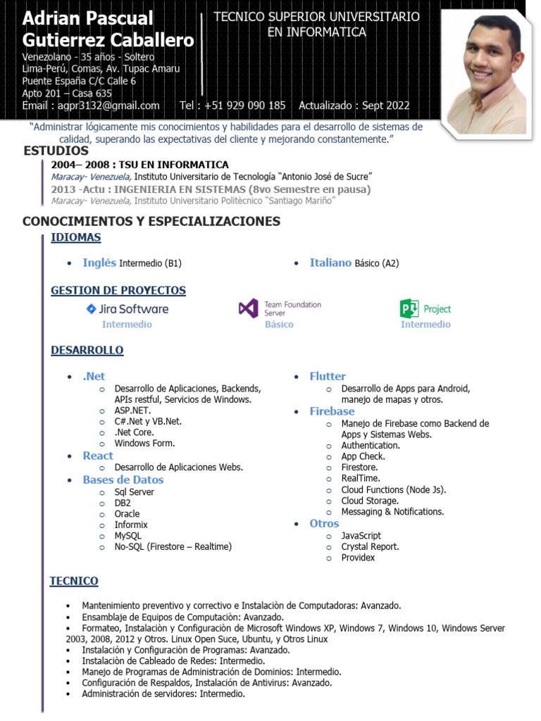 CV Adrian Gutierrez Septiembre 2022 | PDF