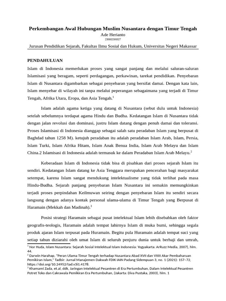 Perkembangan Awal Hubungan Muslim Nusantara Dengan Timur Tengah | PDF | Perjalanan | Agama ...