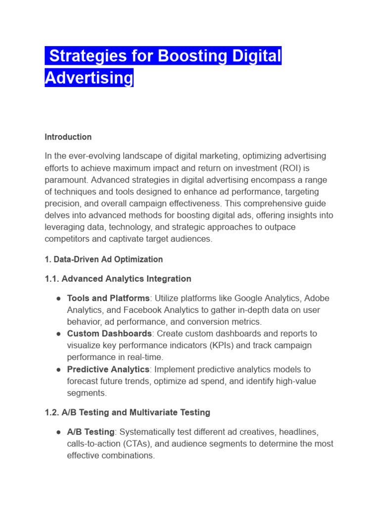 Strategies For Boosting Digital Advertising | PDF