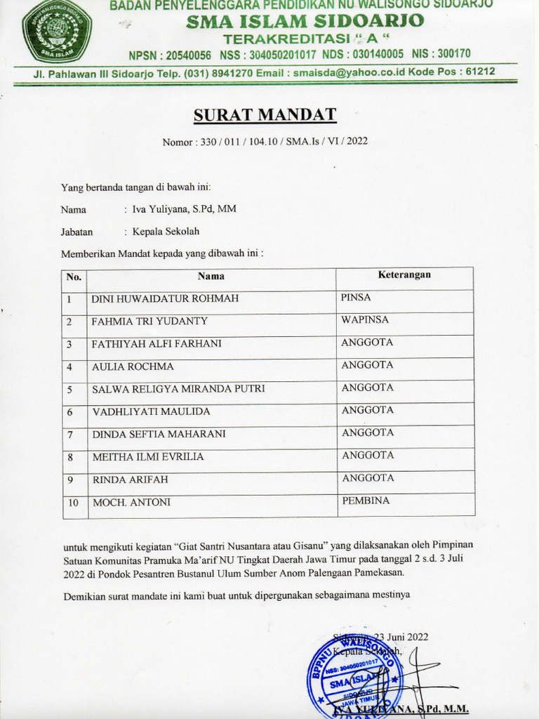 Surat Mandat | PDF
