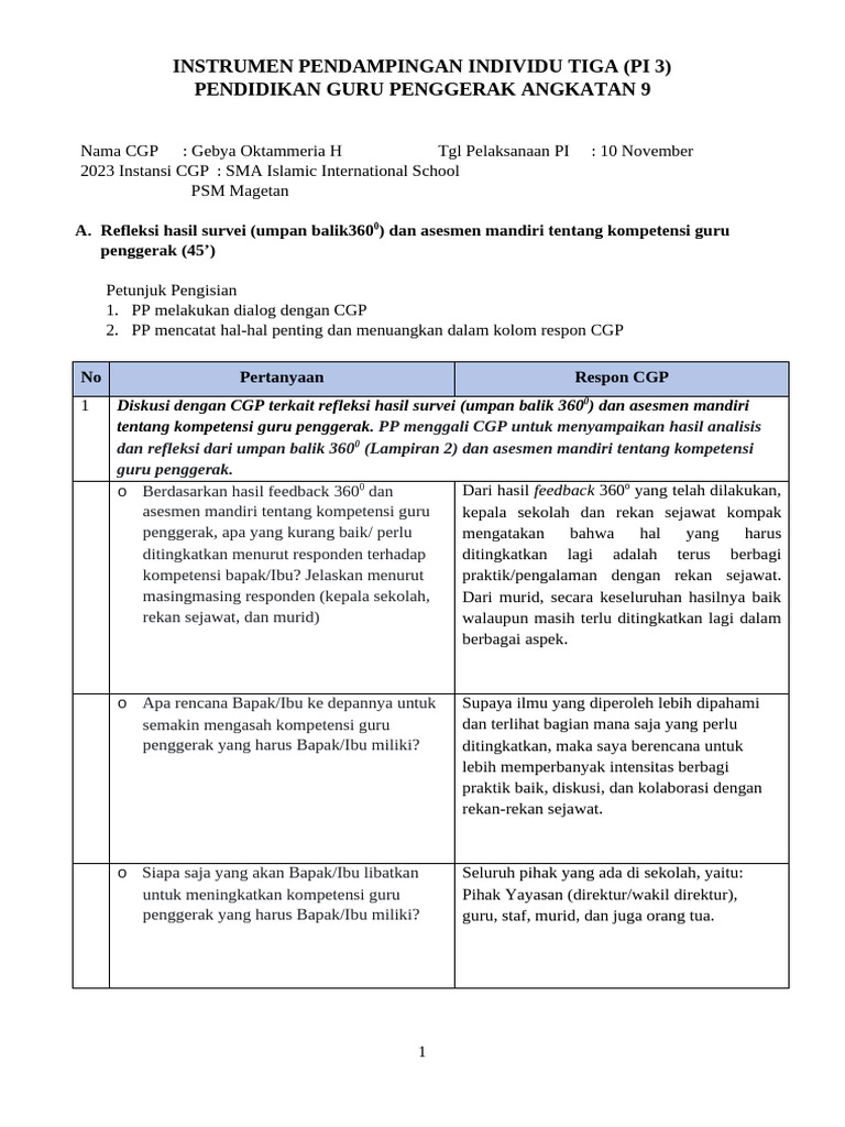 Instrumen Pendampingan Individu 3 | PDF