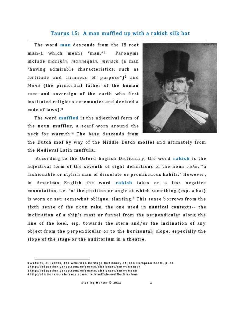 Taurus 15: A Man Muffled Up With A Rakish Silk Hat | PDF | Linguistics ...