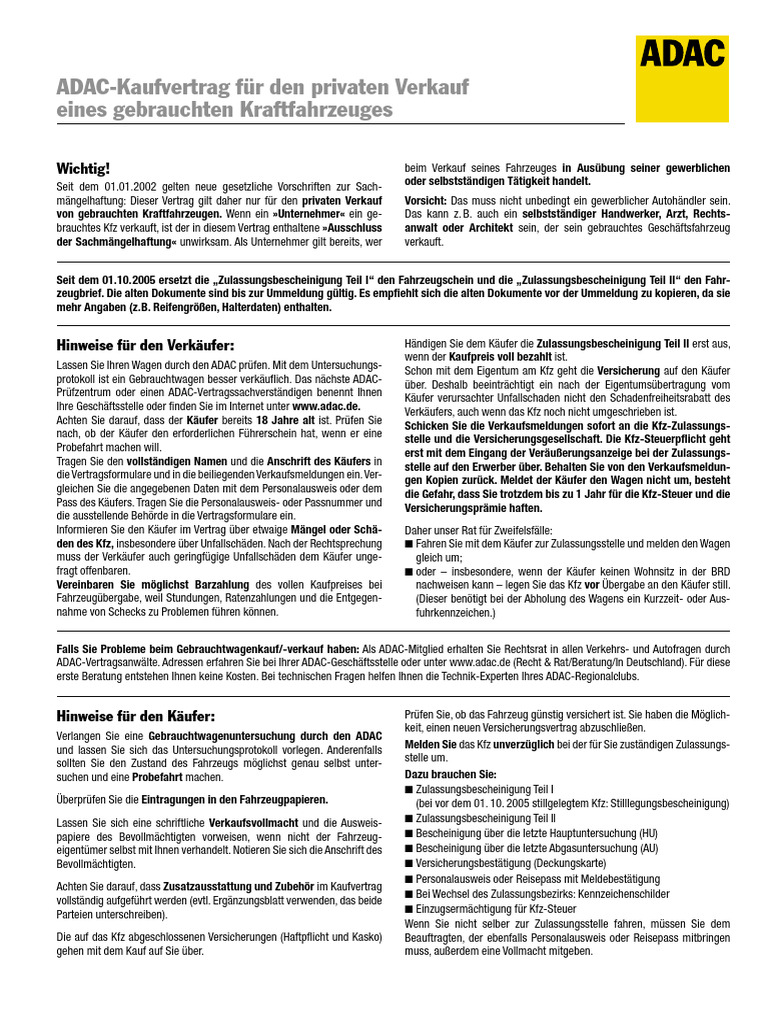 Kaufvertrag ADAC | PDF