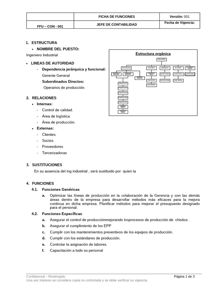 FFU-CON-001 - ING INDSUTRIAL FICHA DE FUNCIONES_ clase | PDF