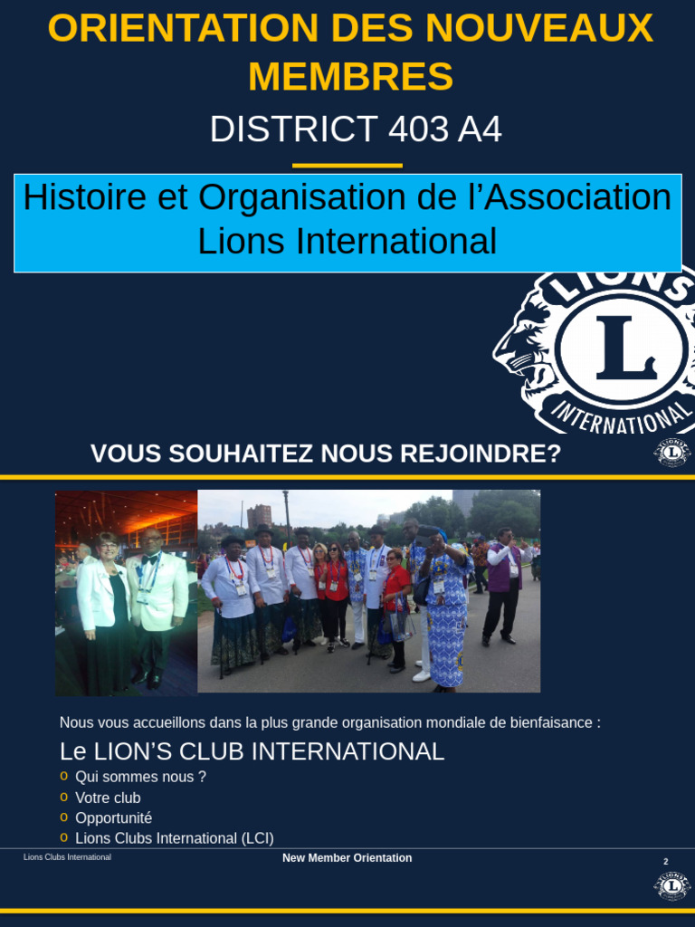 Historique Et Organisation Du Lions International | PDF