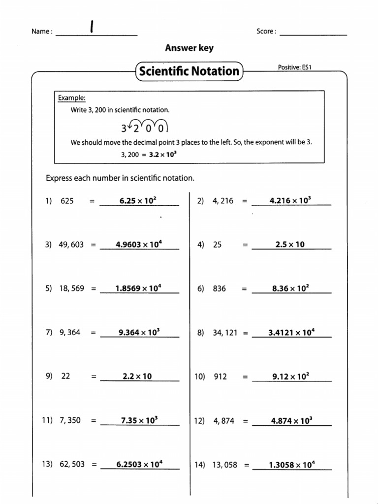 Scientific Notation Packet Answers | PDF