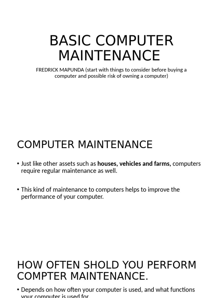 Basic Computer Maintenance | PDF